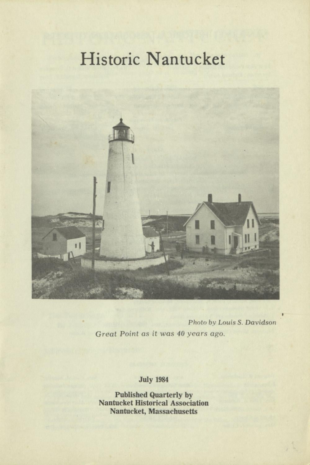 Historic Nantucket, July 1984, Vol. 32 No. 1 by Nantucket Historical ...