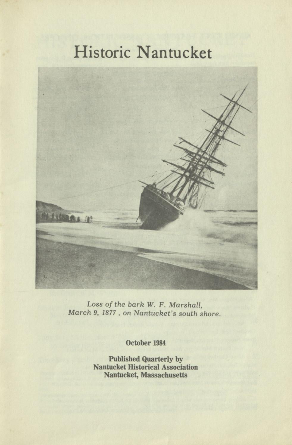Historic Nantucket, October 1984, Vol. 32 No. 2 by Nantucket Historical ...