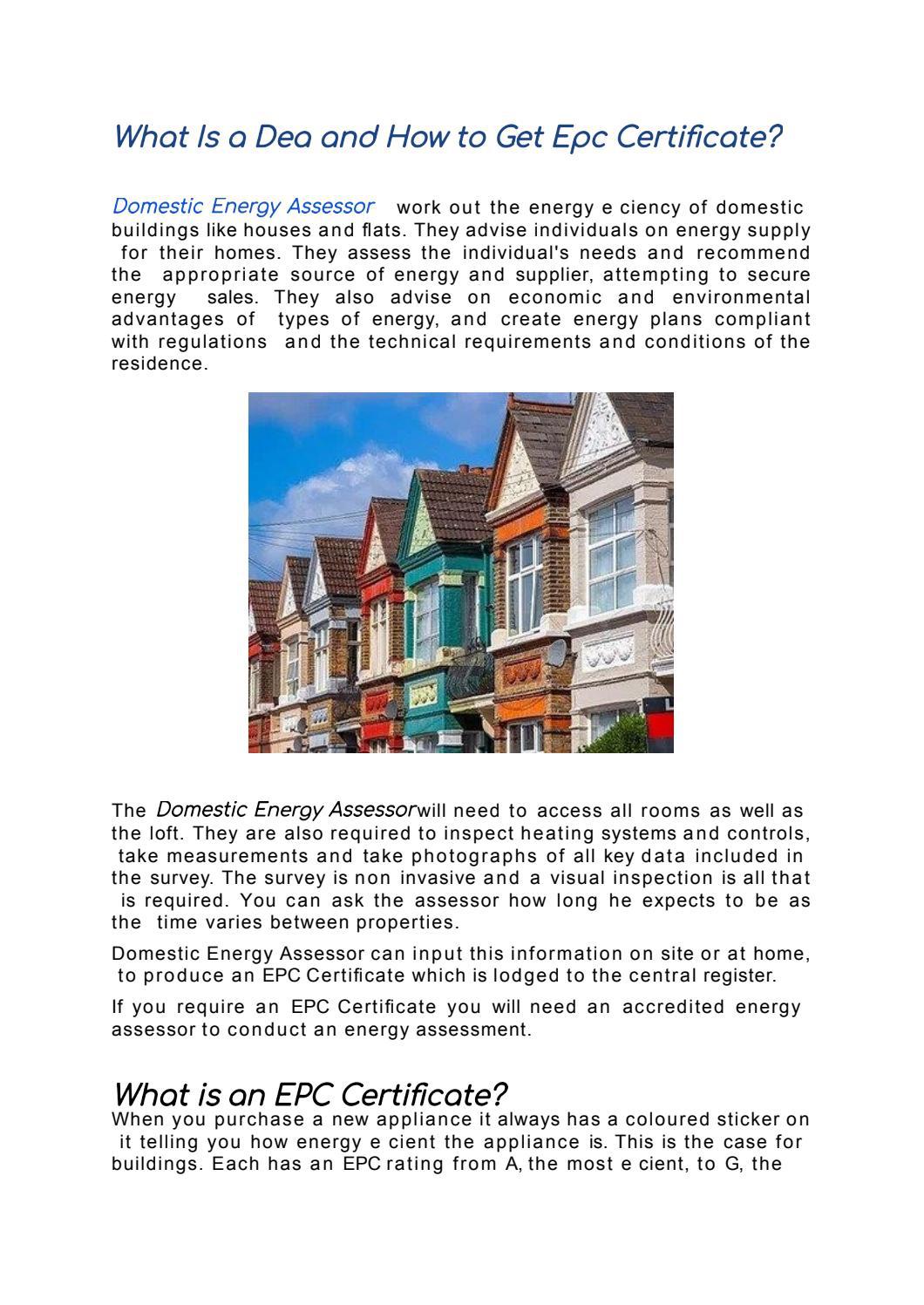 What is Domestic Energy Assessor? by Epc Go - Issuu