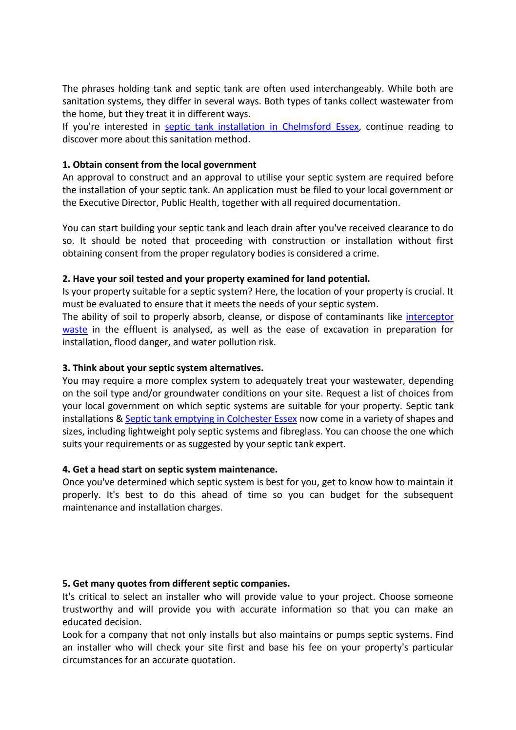 Here is your checklist for septic tank installation by Mate Taylor - Issuu