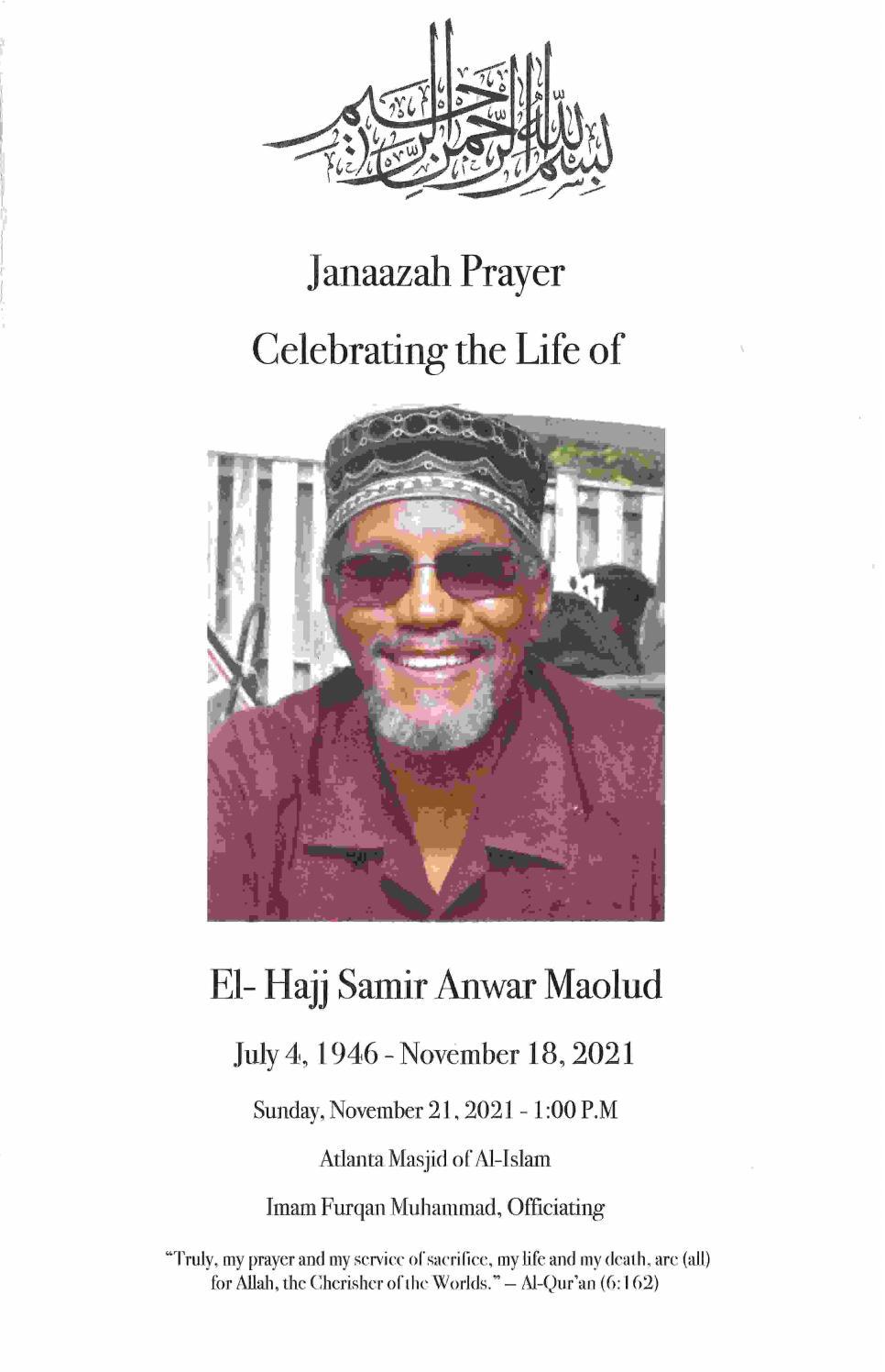 Celebration Life of El-Hajj Samir Anmar Maolud by Stanley Sneed - Issuu