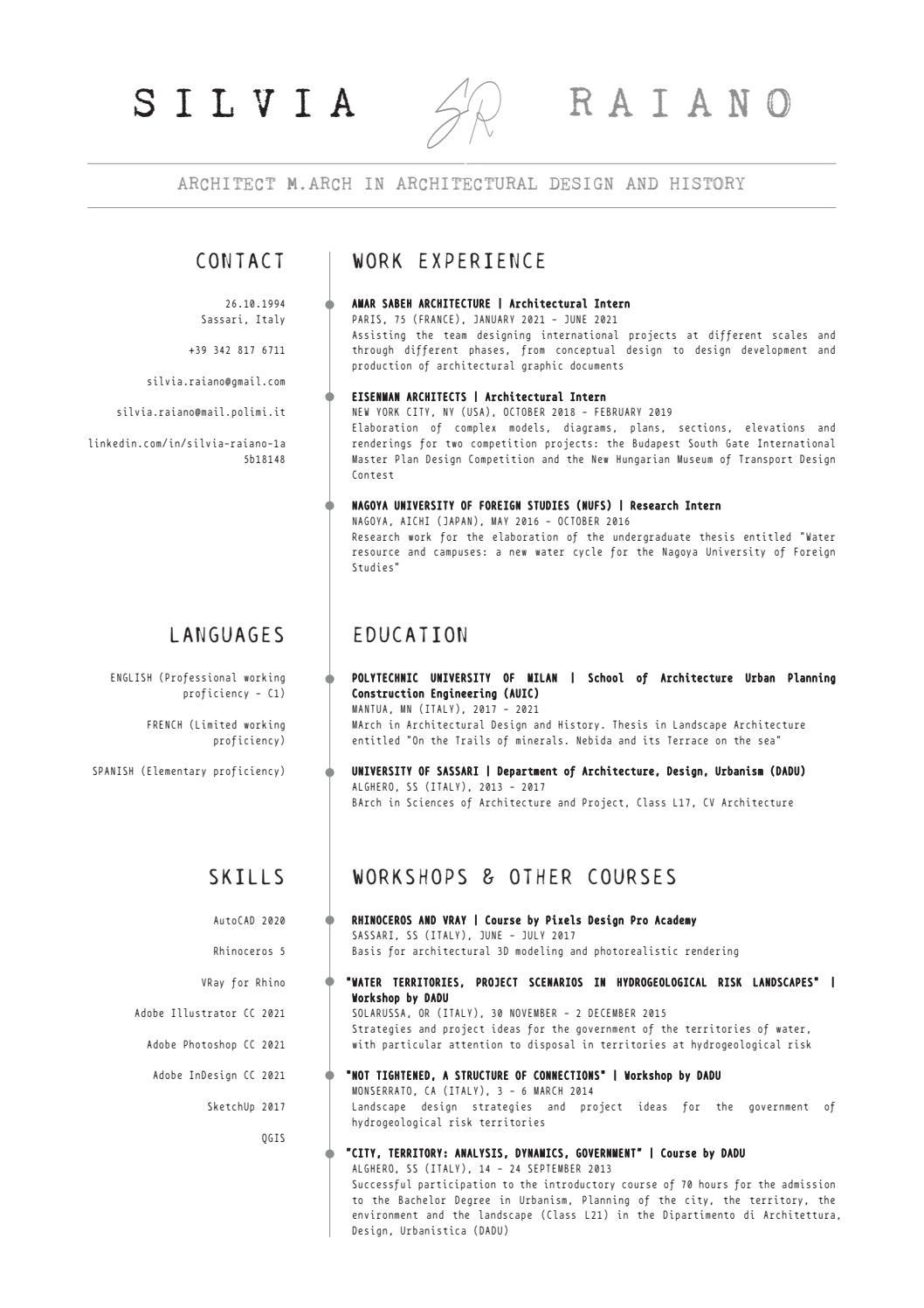 CV Silvia Raiano by Silvia Raiano - Issuu