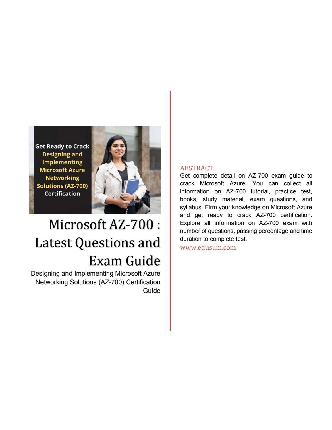 Microsoft AZ-700 Certification : Latest Questions and Exam Guide by ...
