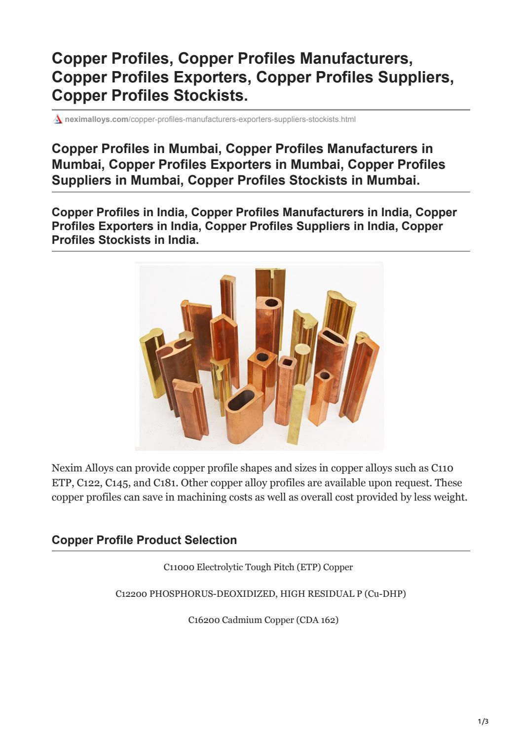 Copper Profiles Exporter in India by Nexim Alloys - Issuu