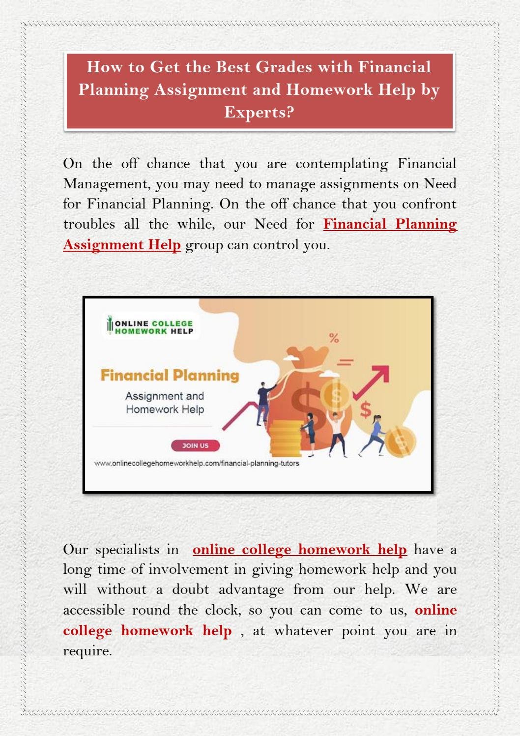 How to Get the Best Grades with Financial Planning Assignment and ...
