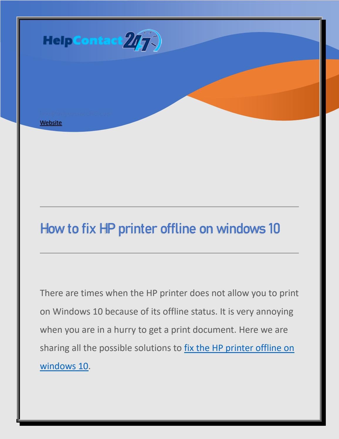 How to fix HP printer offline on windows 10 by ameliasampson - Issuu