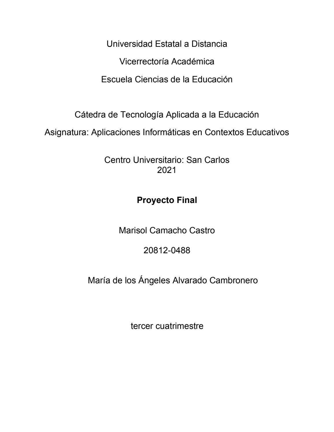 proyecto final by Marisol Camacho - Issuu