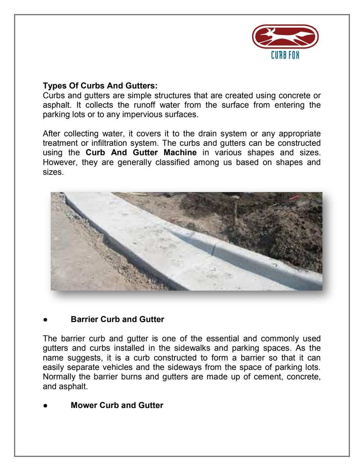What are the different types of Curbs And Gutters? by Curbfox usa - Issuu