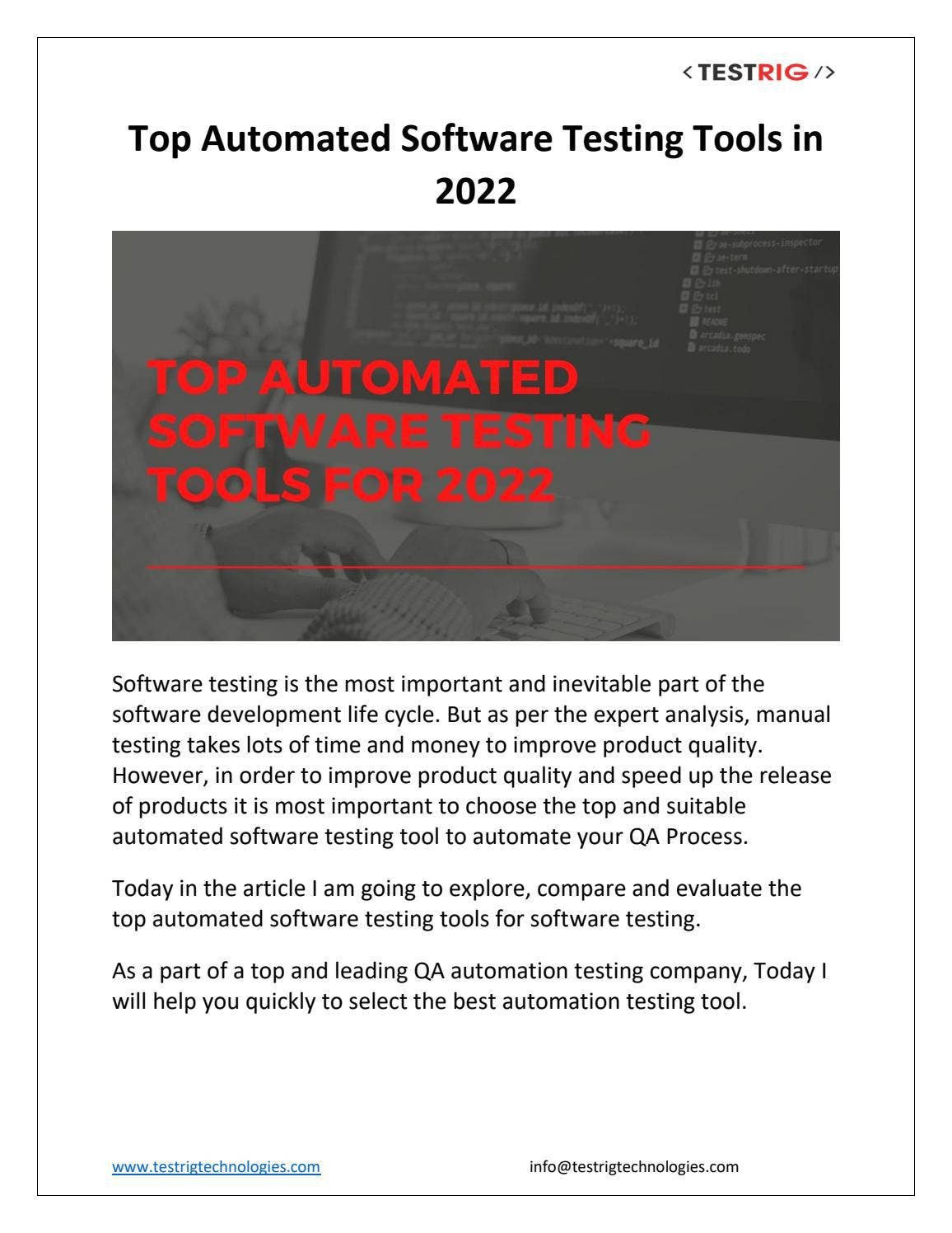 Top Automated Software Testing Tools in 2022 by Testrig Technologies ...