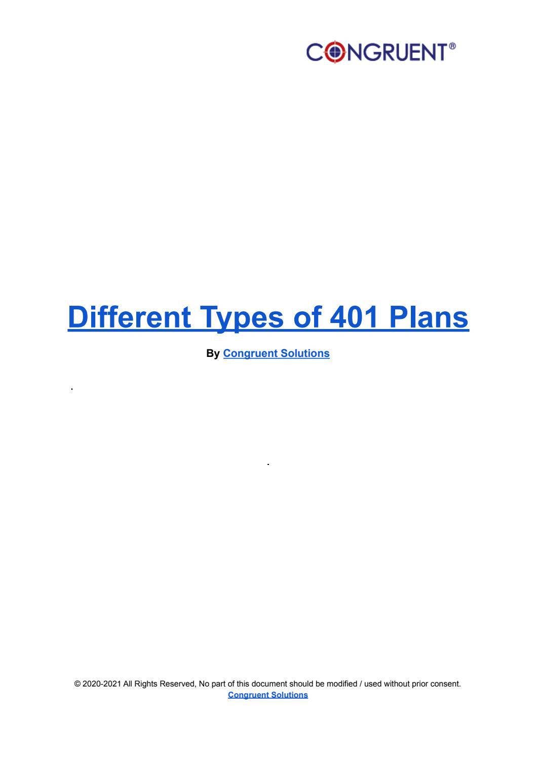 Different Types of 401k Plans by Congruent SolutionsSEO - Issuu