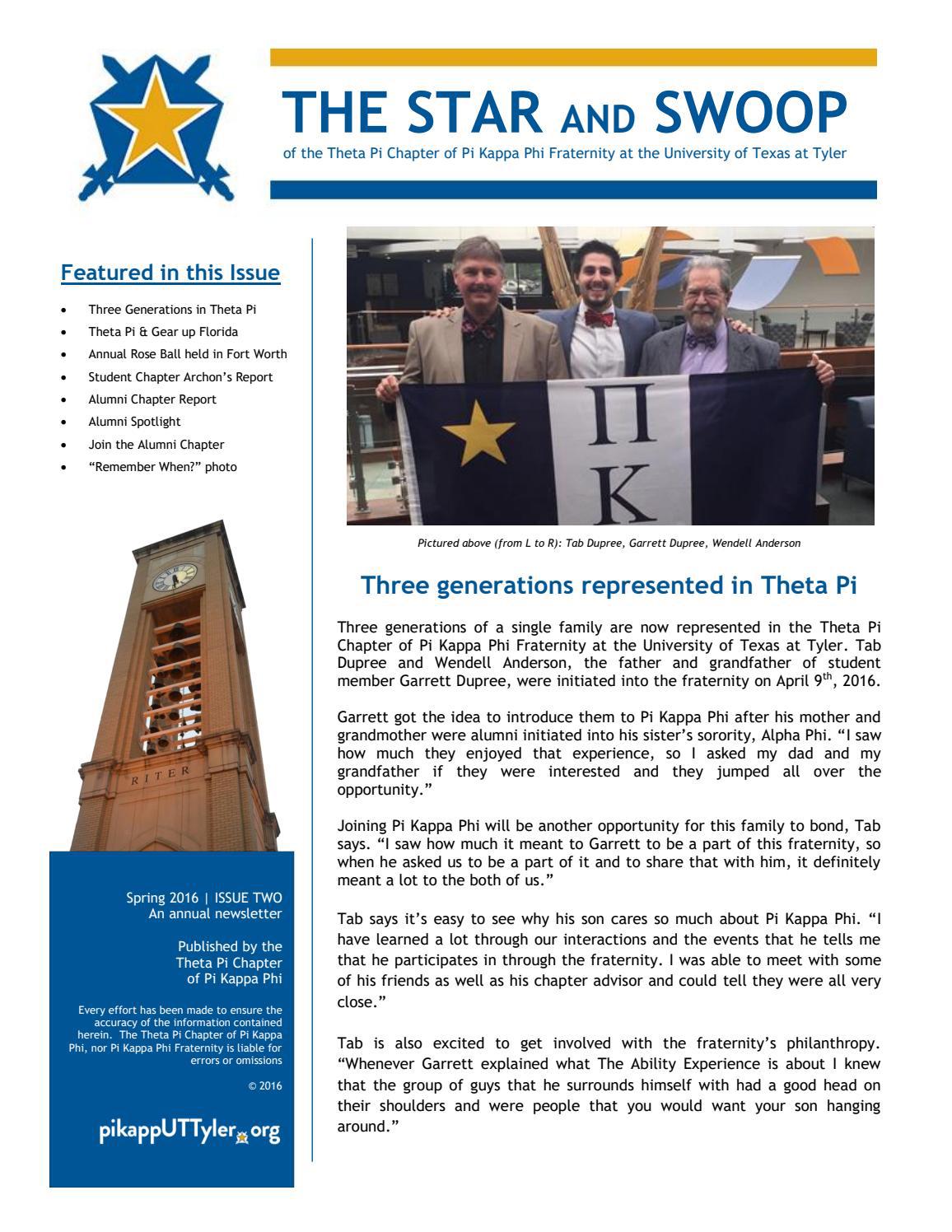 The Star and Swoop-Spring 2016-Theta Pi (UT-Tyler) by Pi Kappa Phi - Issuu
