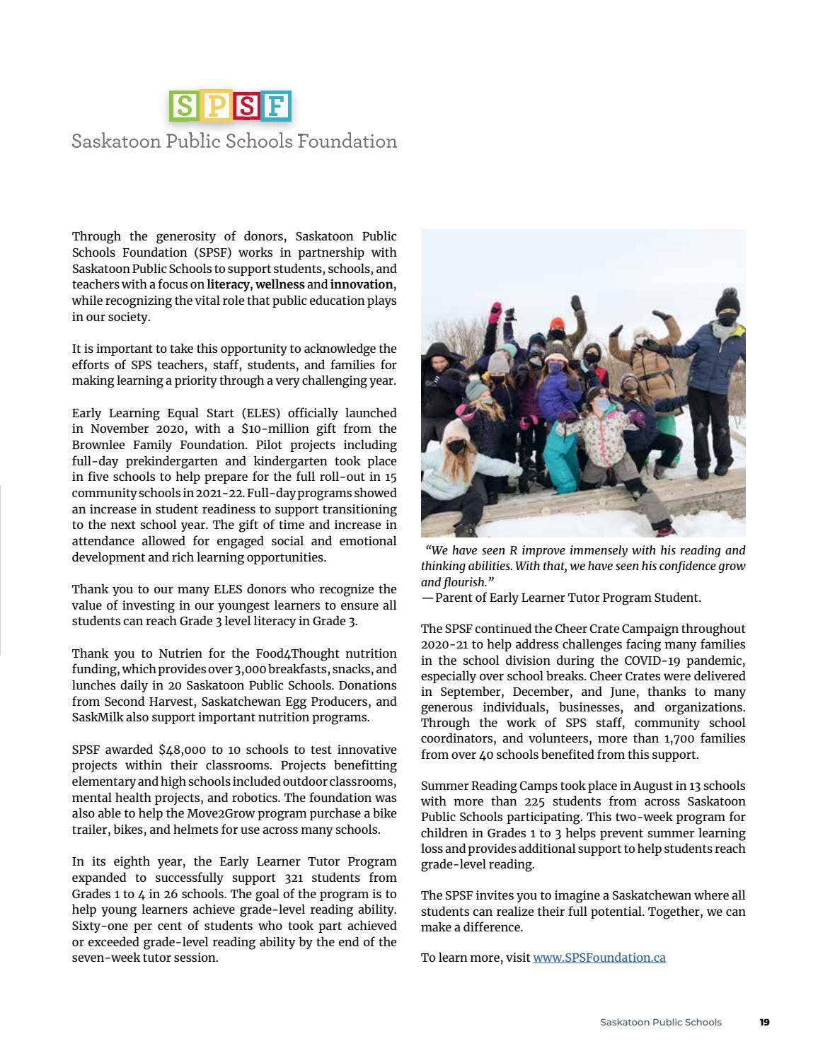 Saskatoon Public Schools Report to the Community 2020-21 by Saskatoon ...