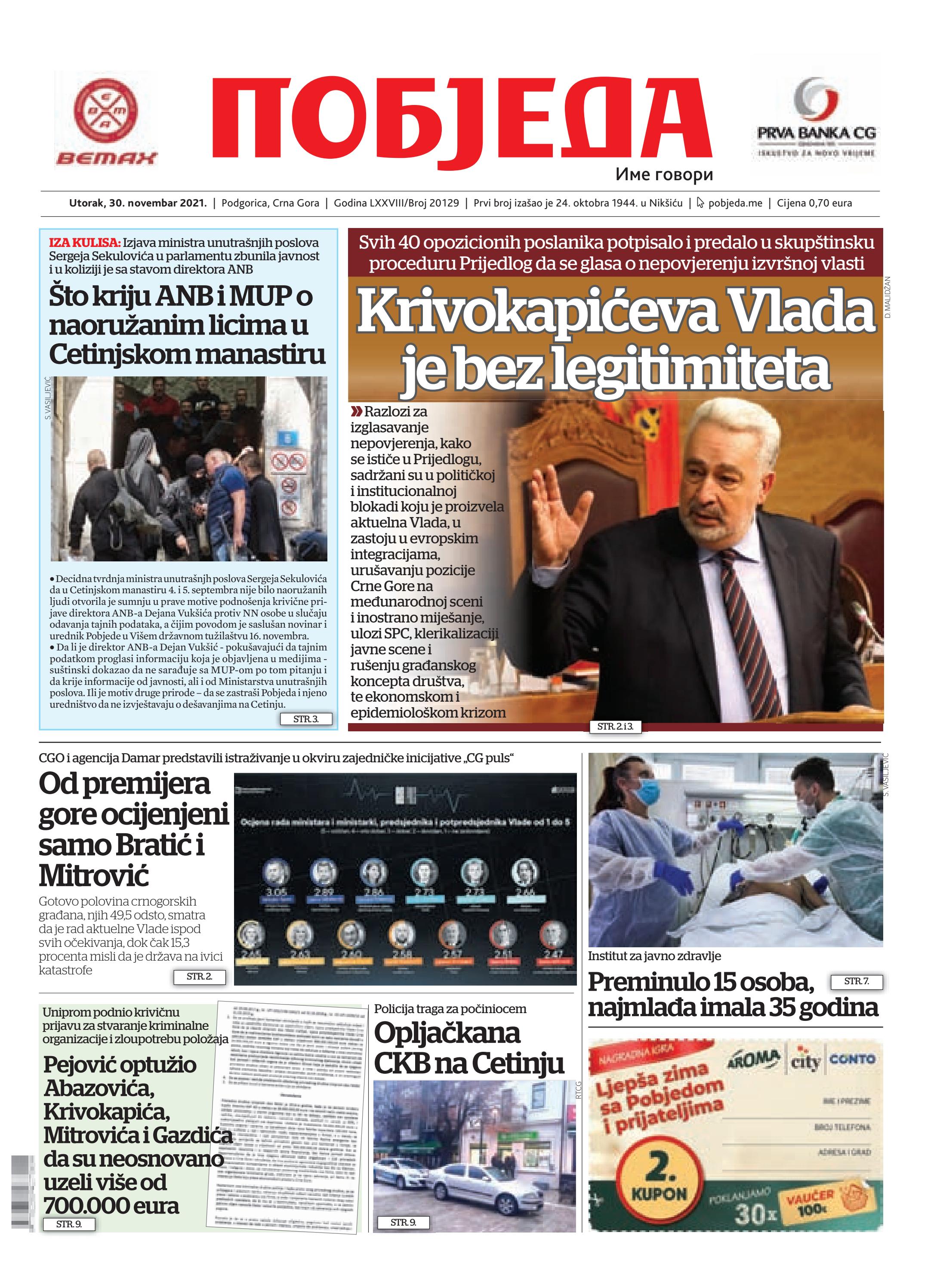 Dnevni list Pobjeda 30.11.2021. by Pobjeda - Issuu