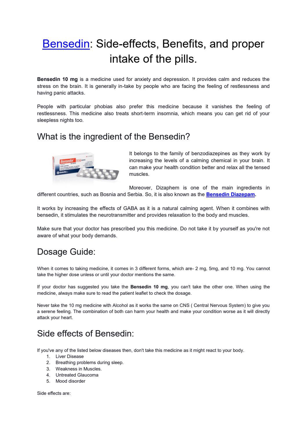 Bensedin 10 mg by Online Pharmas - Issuu