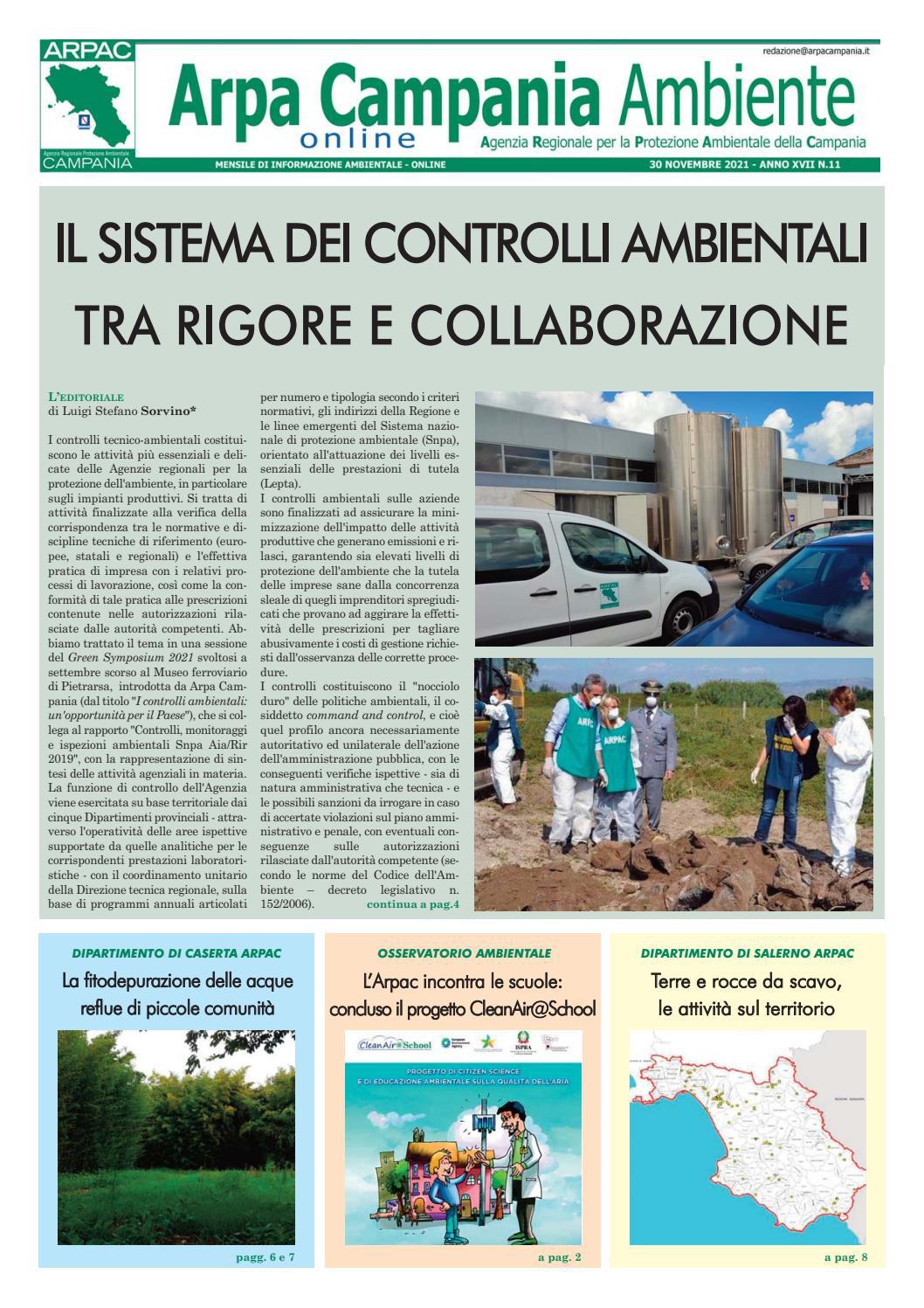 Arpa Campania Ambiente n.11/2021 by Arpa Campania Servizio Comunicazione - Issuu