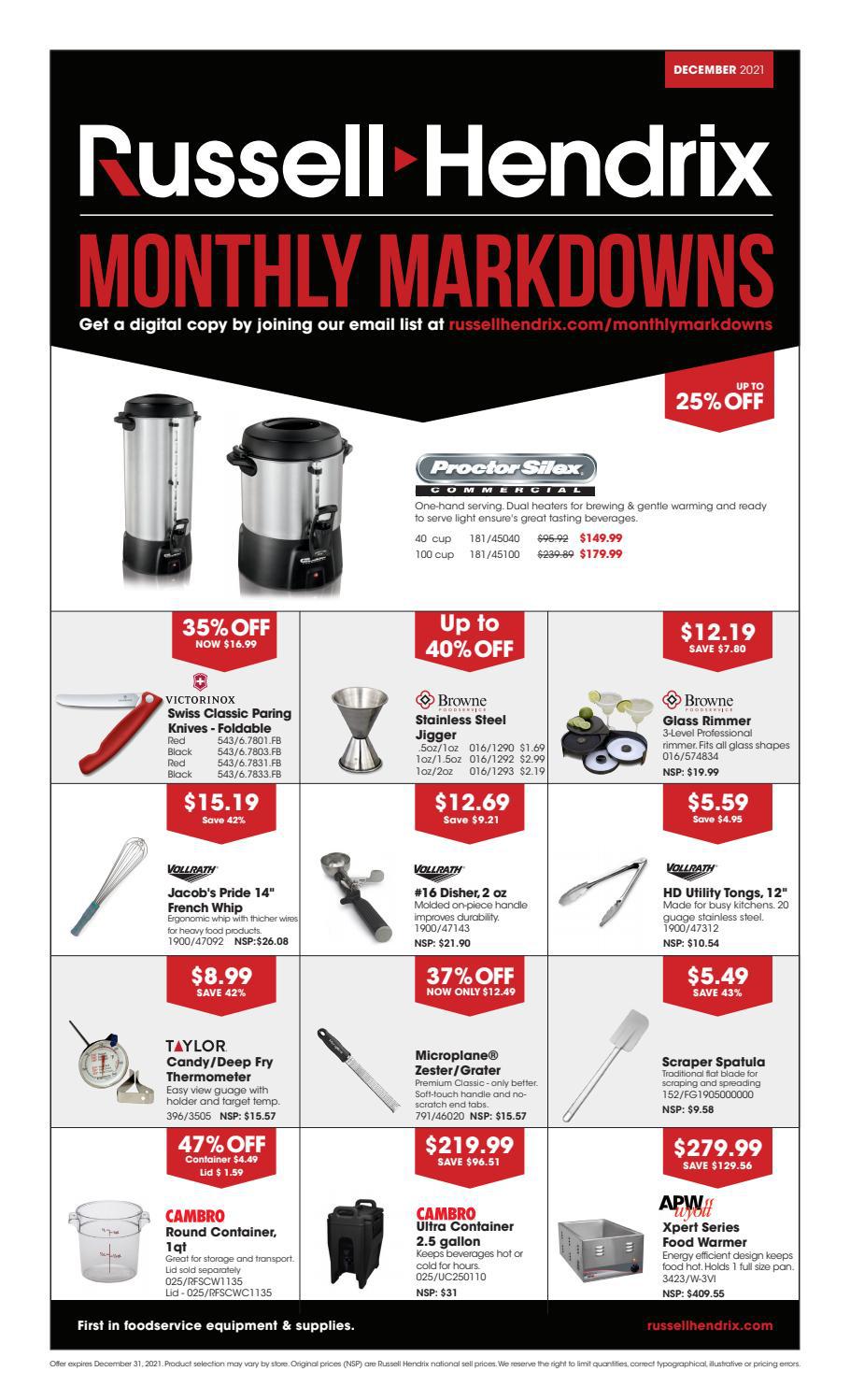 Monthly Markdowns December 2021 by Russell Hendrix Foodservice ...