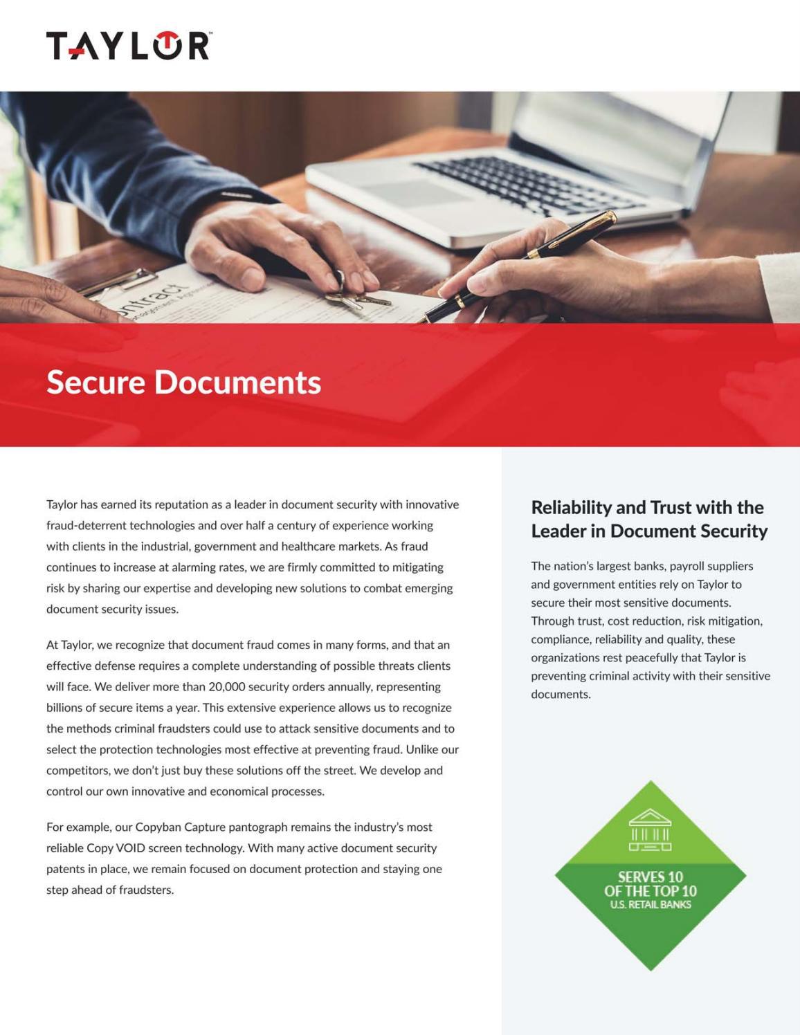 Taylor Secure Documents Overview Brochure by Taylor - Issuu