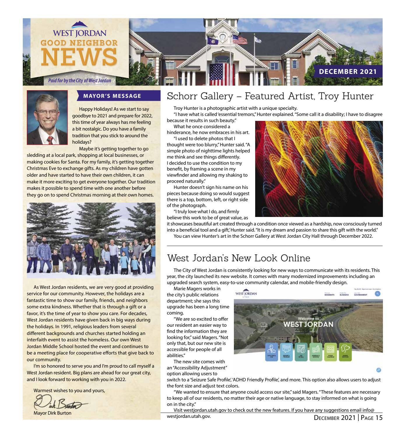 West Jordan City Newsletter | December 2021 by The City Journals - Issuu
