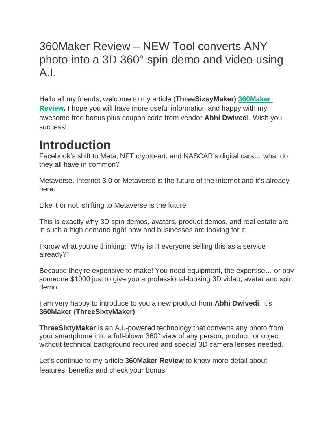 ThreeSixtyMaker Bundle - 360Maker Review - OTO - Coupon Code - Best ...
