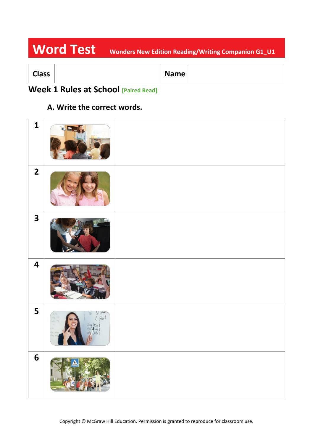 Wonders New Edition Word Test_G1_U1_ENG_KOR_Sample by twoponds_ - Issuu