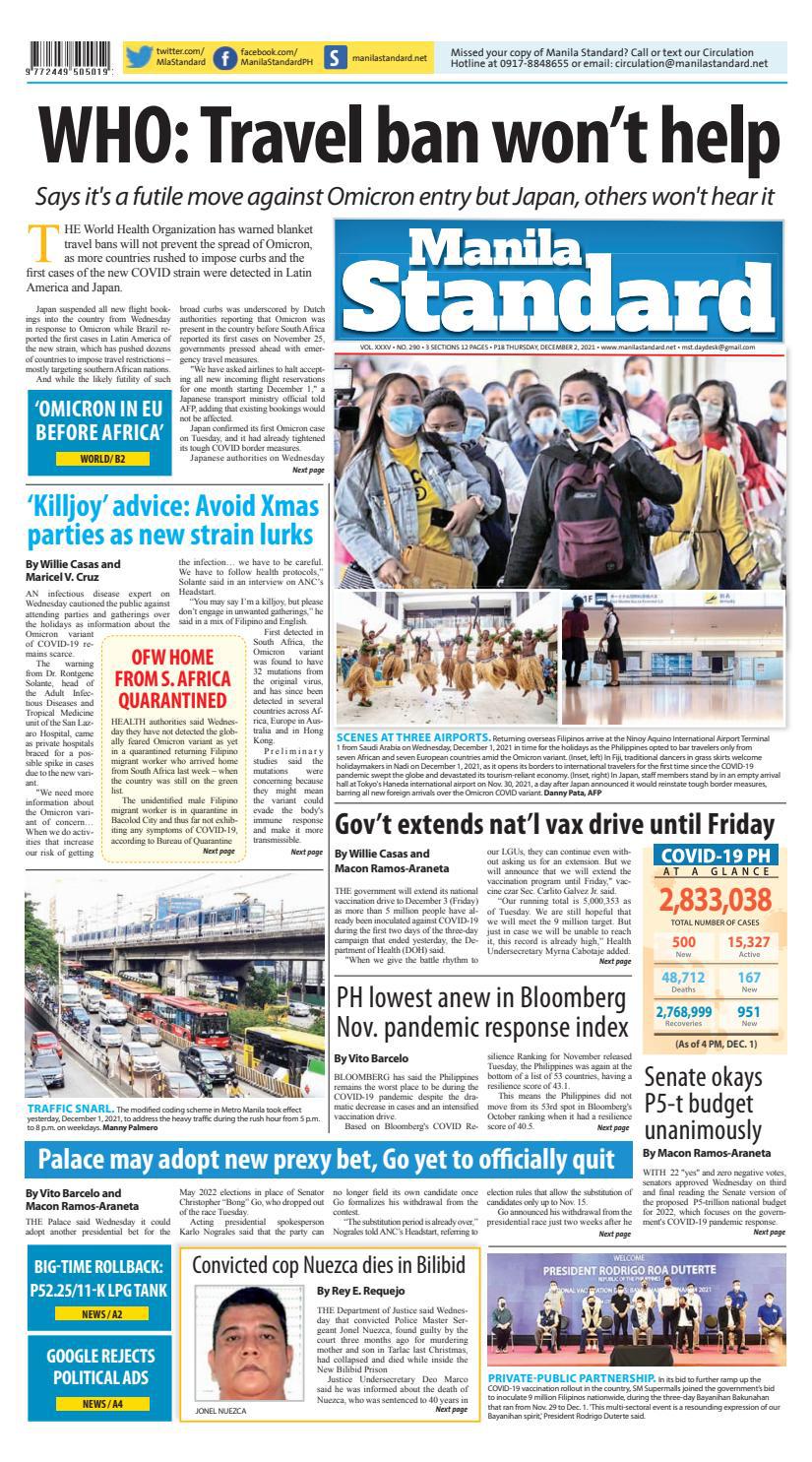 Manila Standard - 2021 December 2 - Thursday by Manila Standard - Issuu