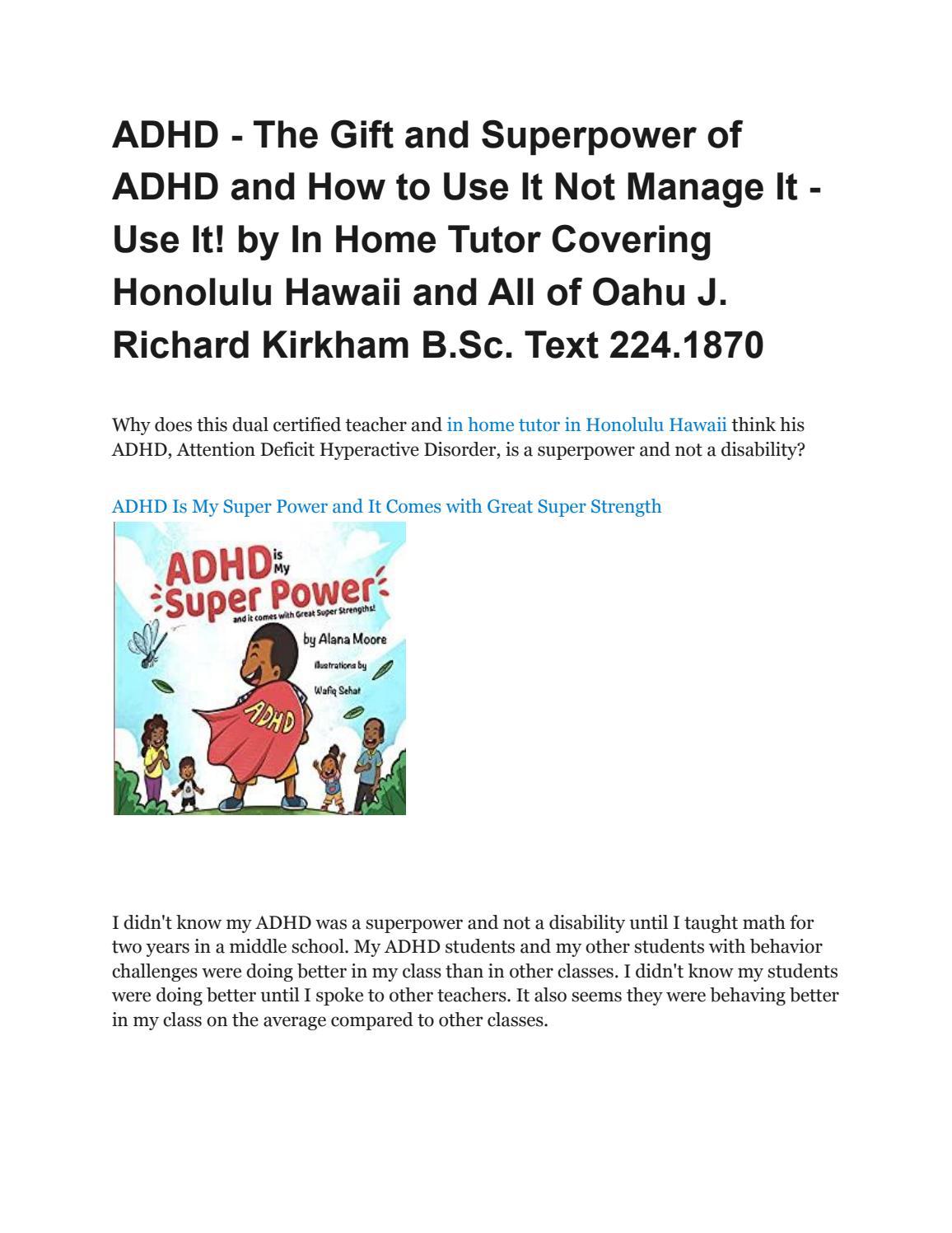 ADHD - The Gift and Superpower of ADHD and How to Use It Not Manage It ...