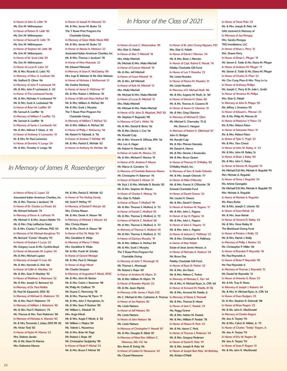 Calvert Hall Annual Report on Giving 2020-2021 by Calvert Hall College ...