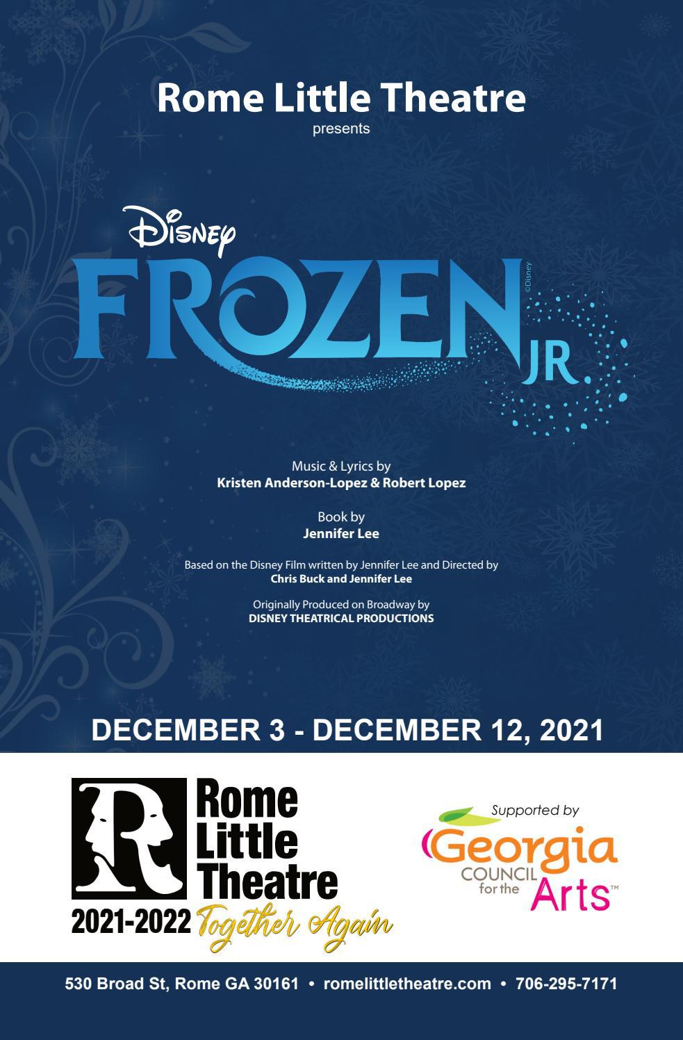 Rome Little Theatre Frozen Jr 2021 Program by Rome LittleTheatre - Issuu