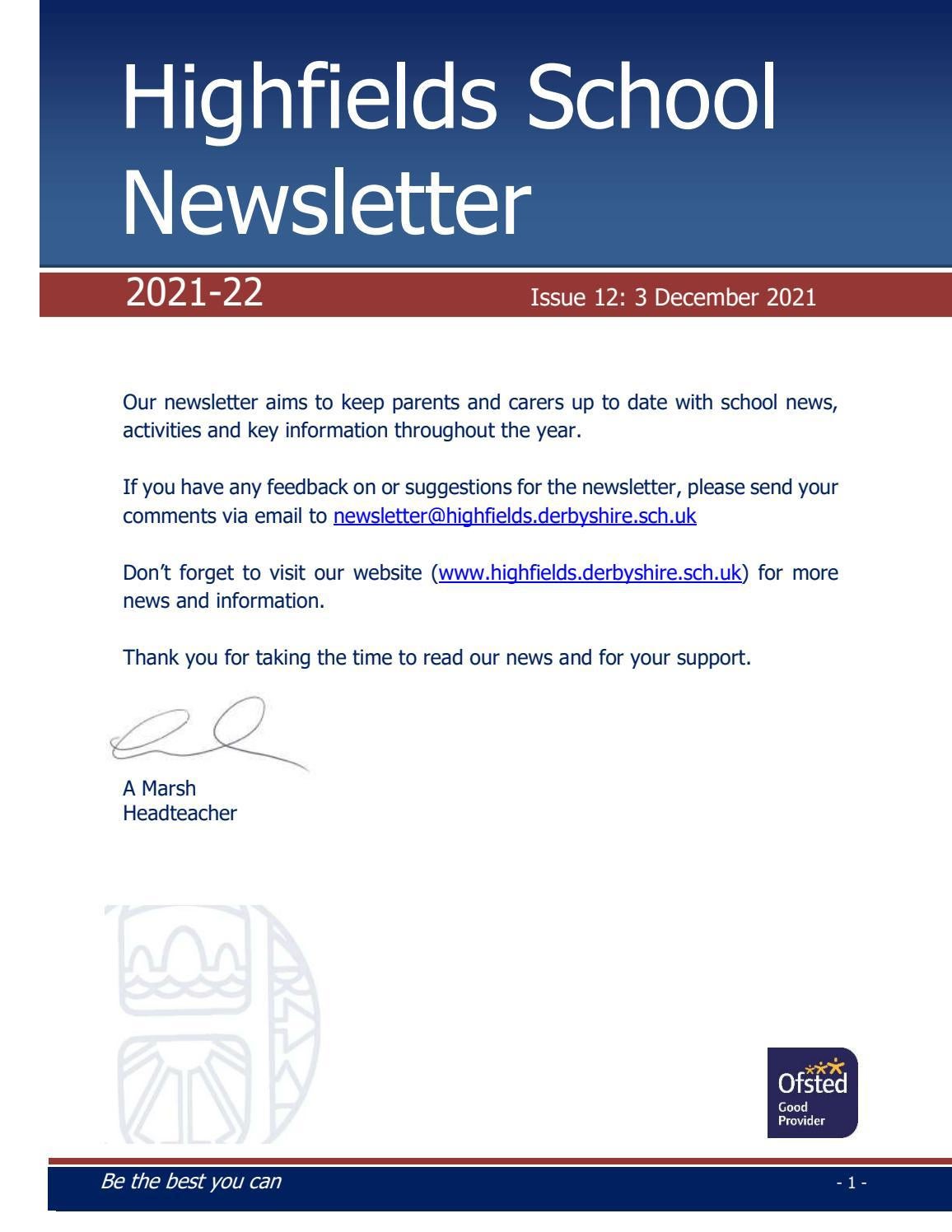 Highfields School Newsletter Issue 12 by Highfields School - Issuu