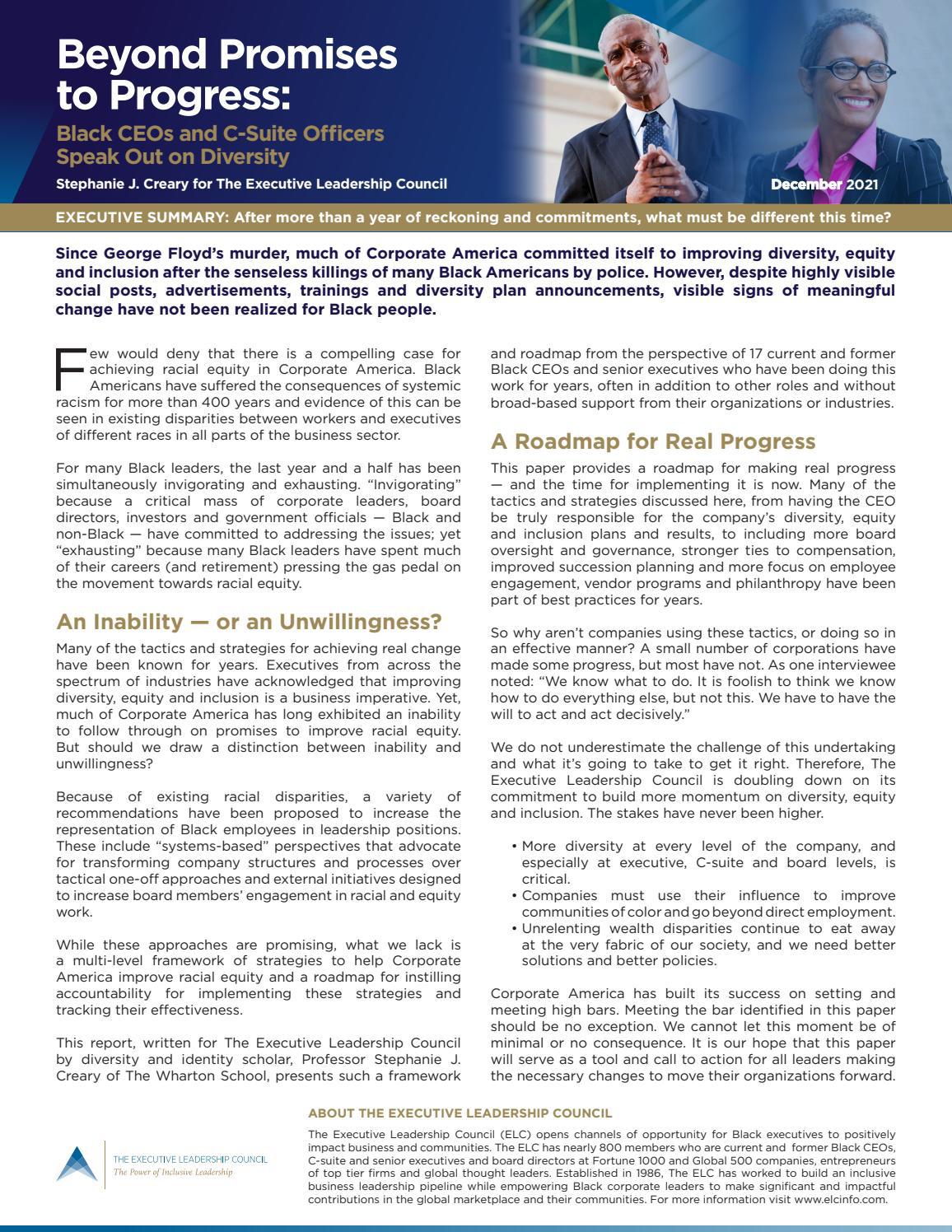 Beyond Promises to Progress: Executive Summary by elcinfo - Issuu
