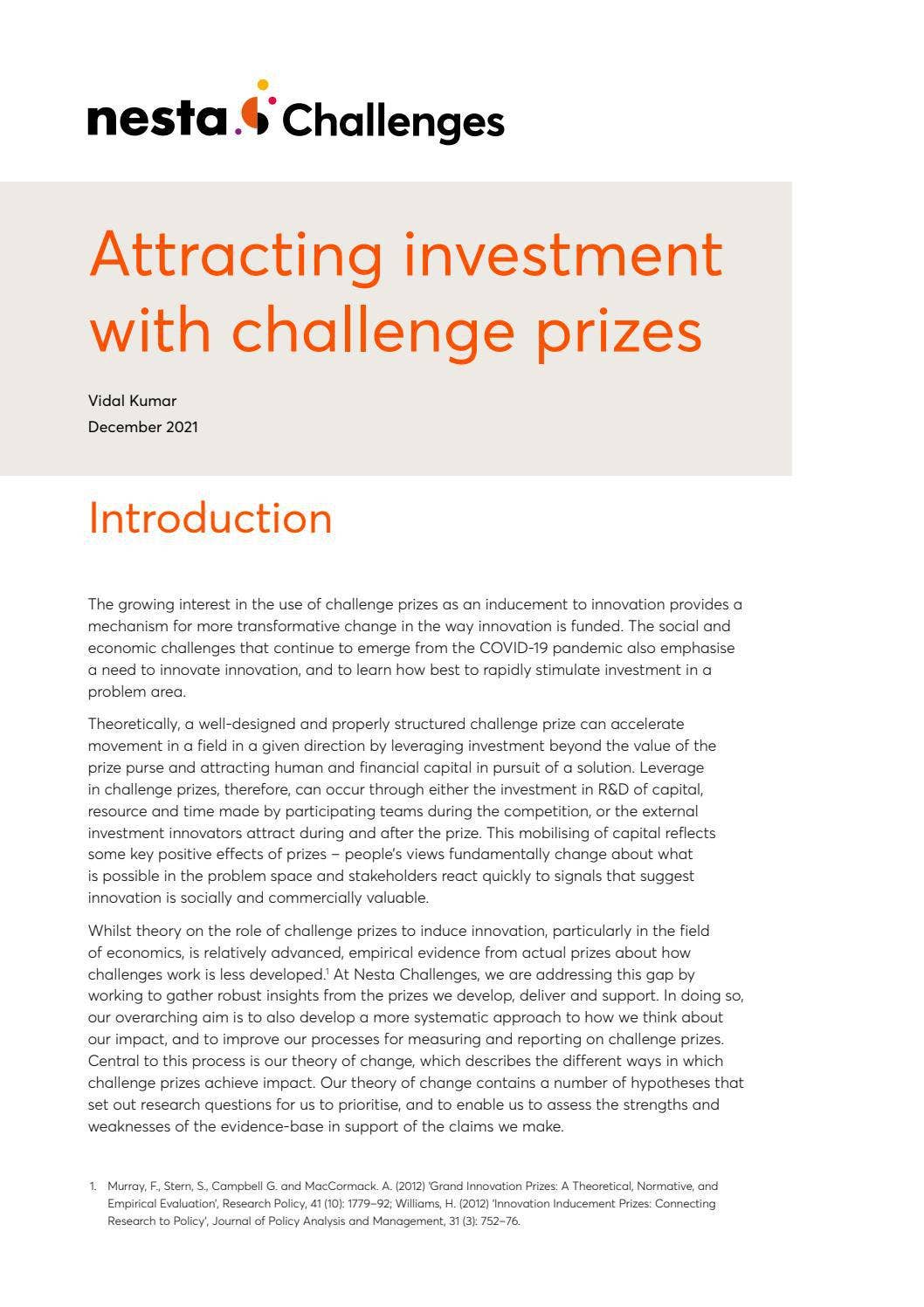 Attracting investment with challenge prizes by Challenge Works - Issuu