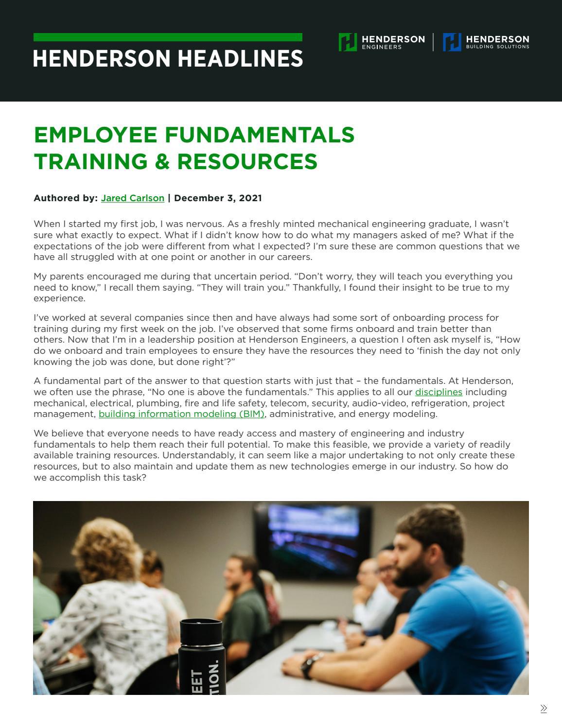 Employee Fundamentals Training and Resources by hendersonengineers - Issuu