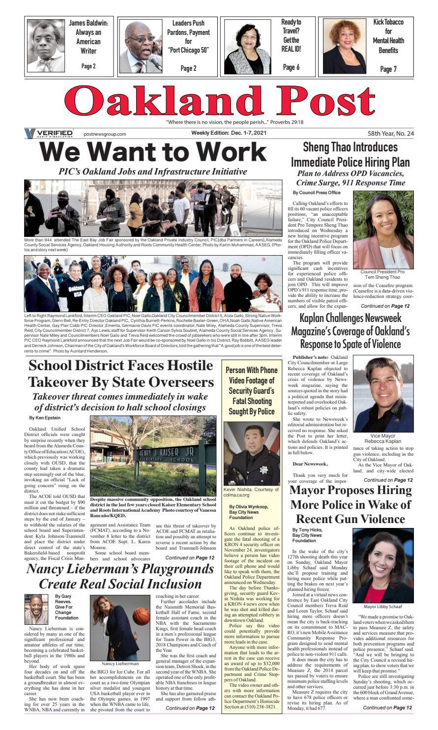 Oakland Post Week of December 1 - 7, 2021 by postnewsgroup - Issuu