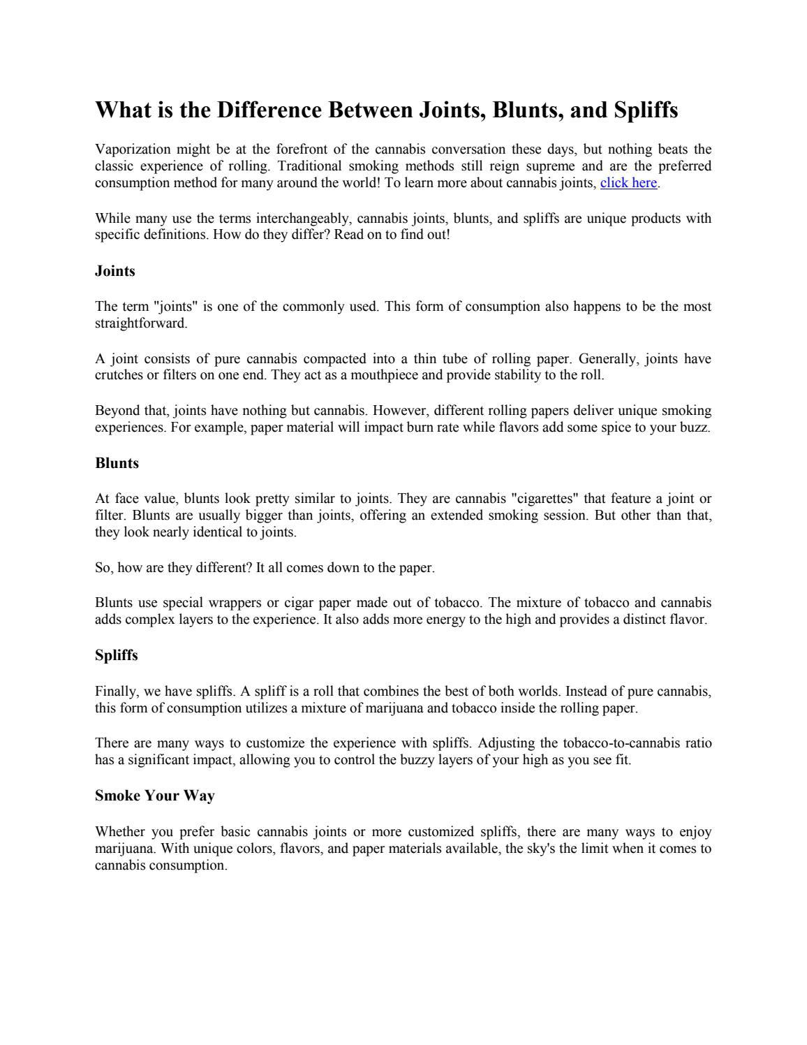 What is the Difference Between Joints, Blunts, and Spliffs by Lee-Wood ...