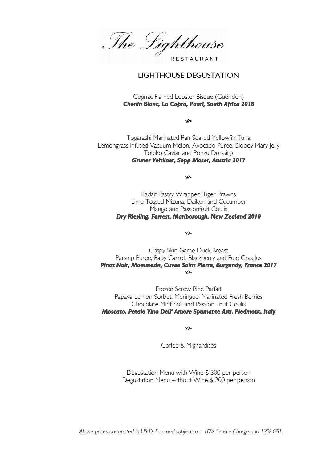 The Lighthouse Restaurant Menu by Baros Marketing - Issuu