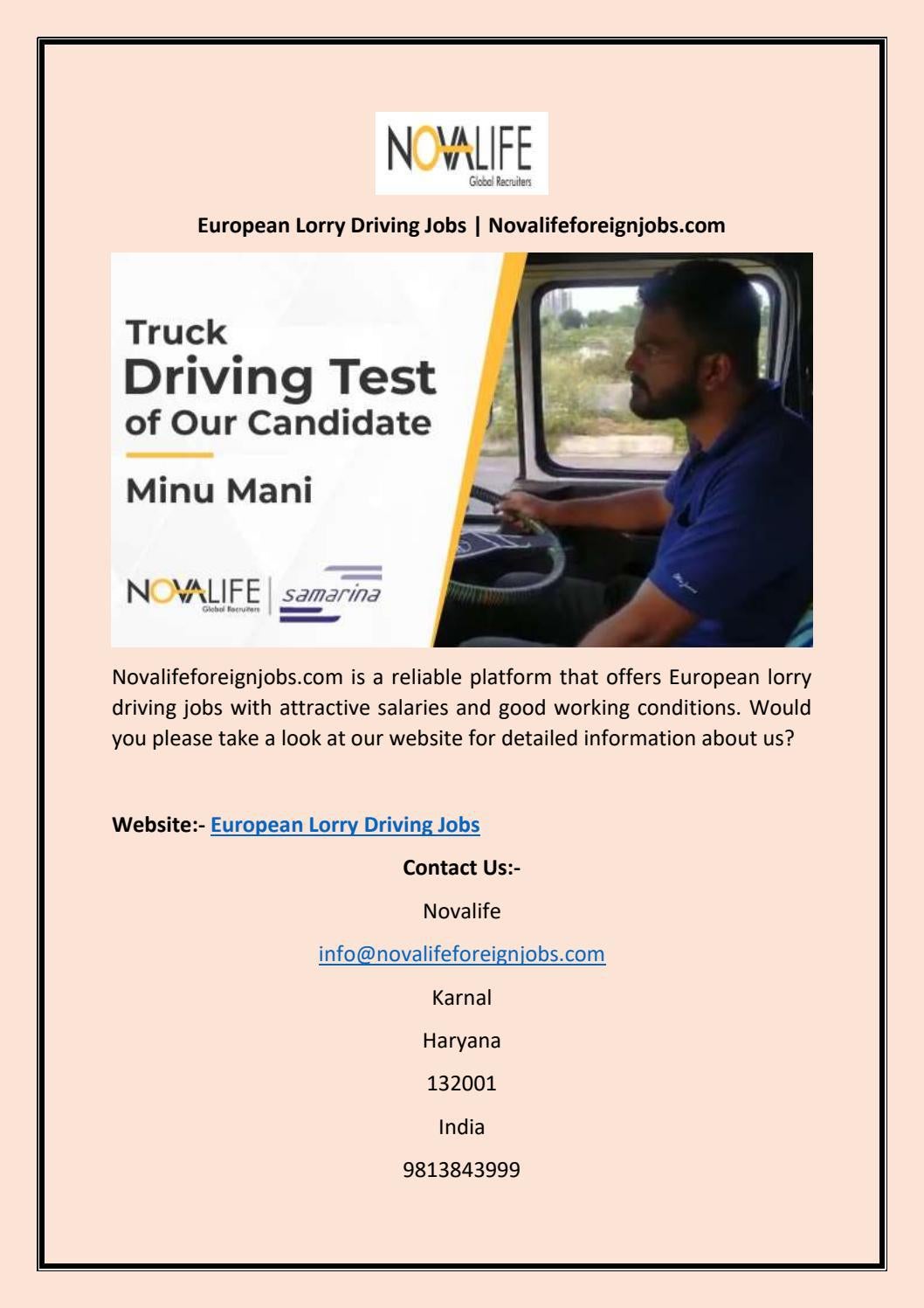 European Lorry Driving Jobs | Novalifeforeignjobs.com by Noval Life - Issuu