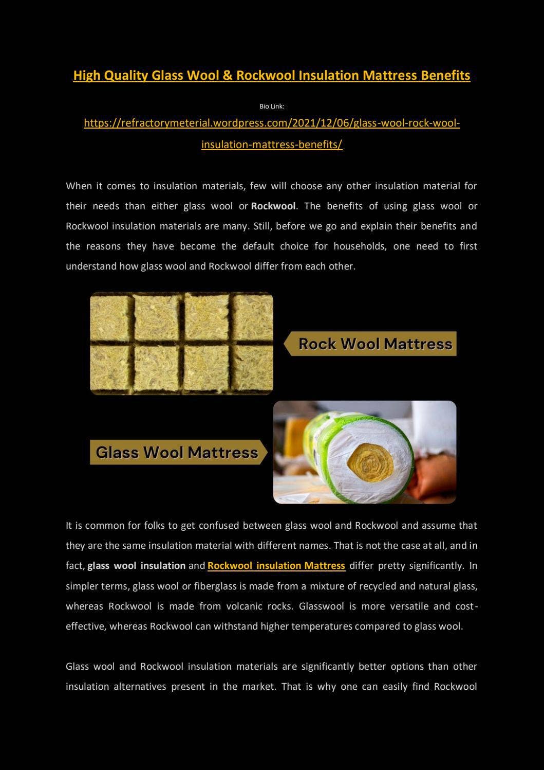 High Quality Glass Wool & Rockwool Insulation Mattress Benefits by ...