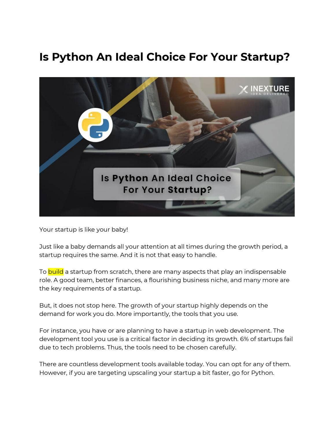 How can Python help you Skyrocket your Startup? by INEXTURE Solutions ...
