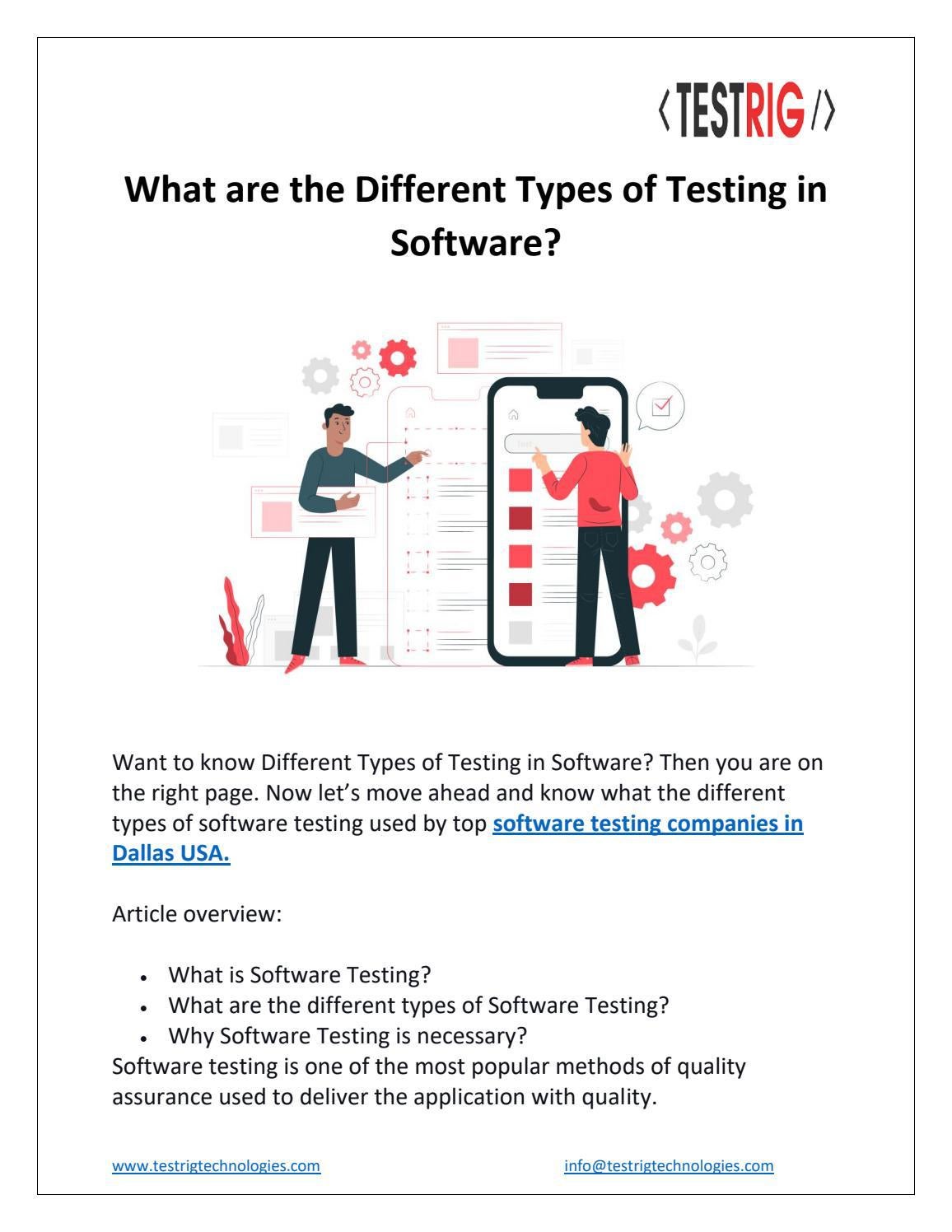 What are the Different Types of Testing in Software by Testrig ...