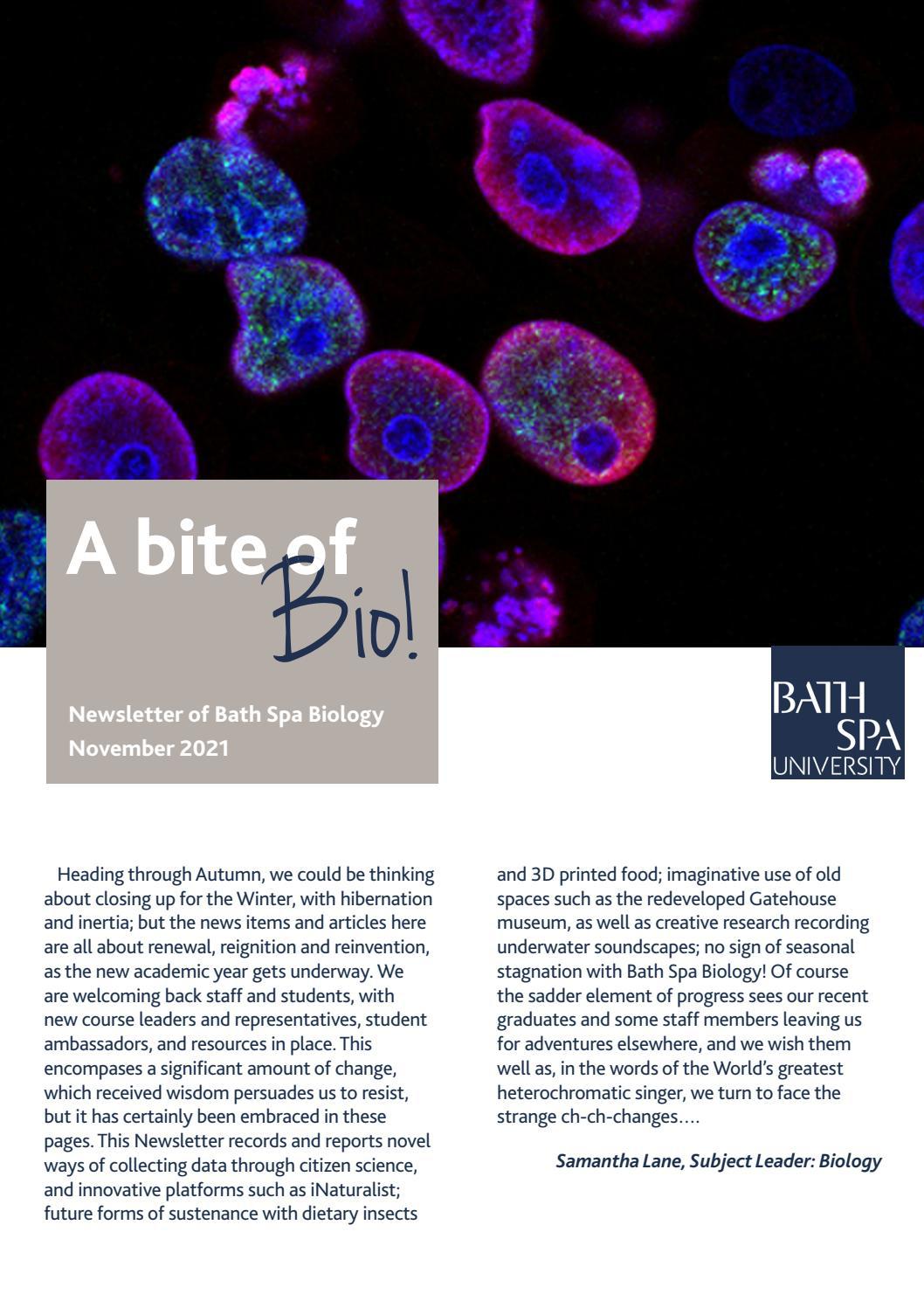 Bath Spa University Biology Newsletter - November 2021 by Bath Spa ...
