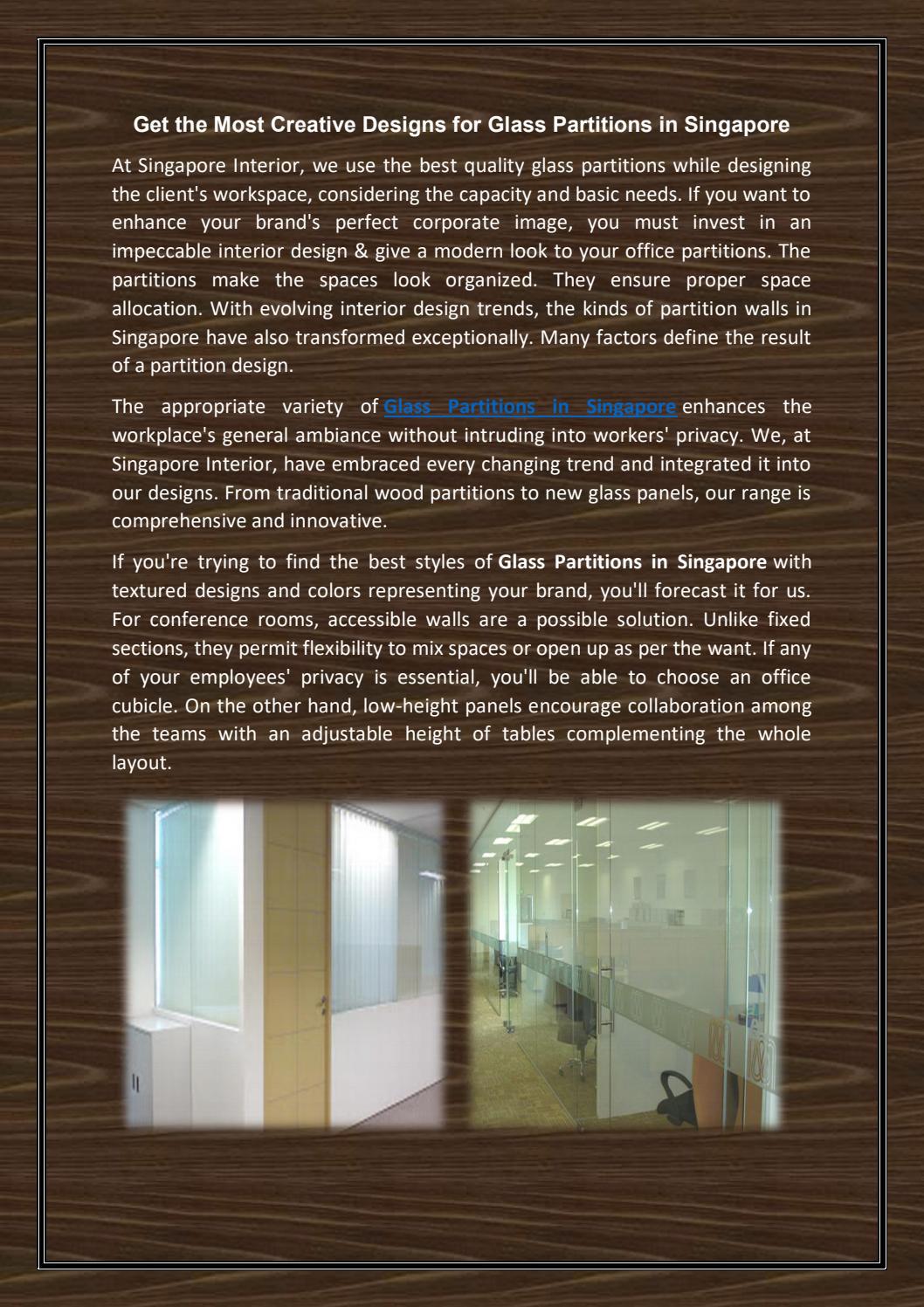 Get the Most Creative Designs for Glass Partitions in Singapore by ...