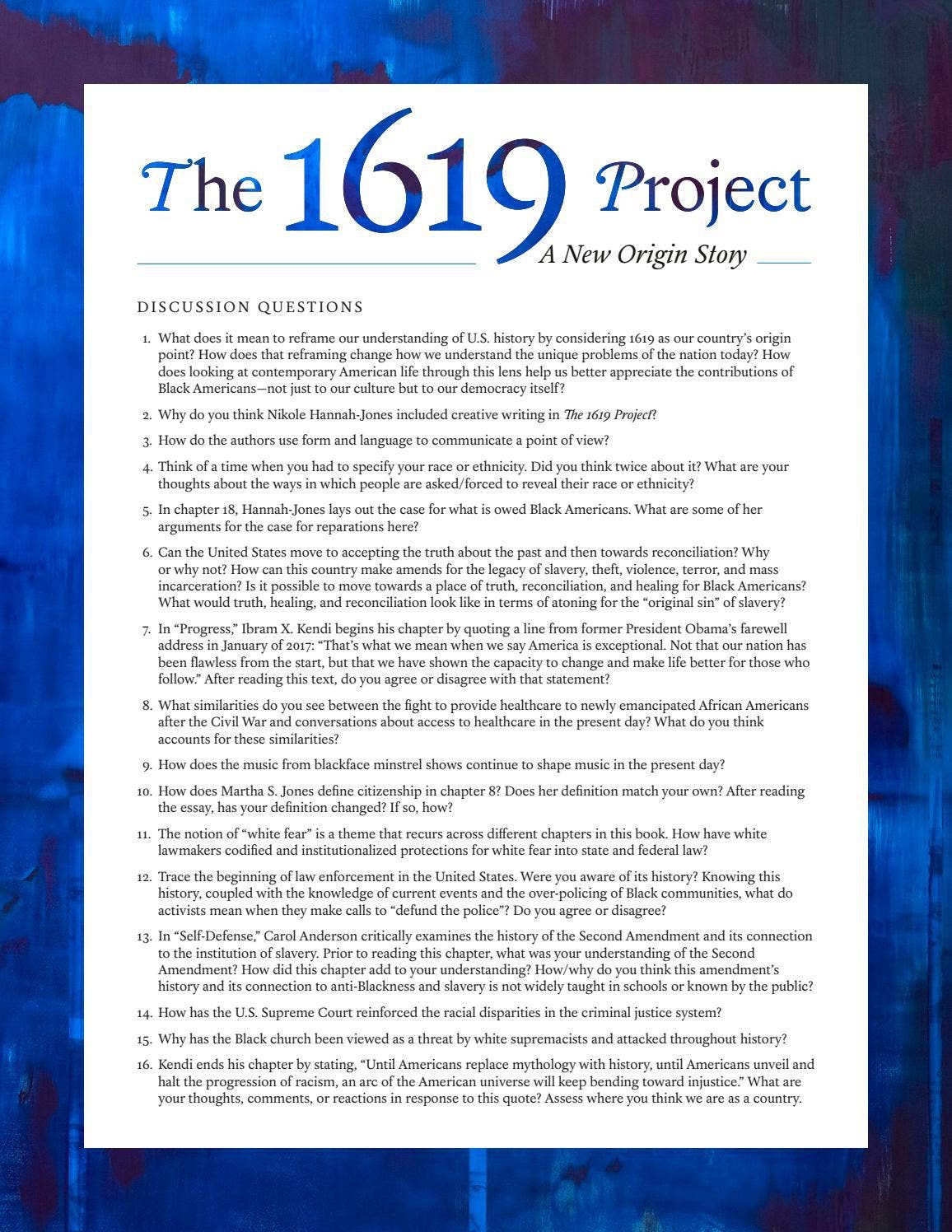 THE 1619 PROJECT Discussion Questions by PRH Library - Issuu