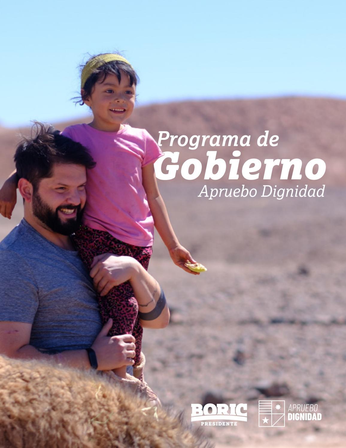 Programa de Gobierno, candidato presidencial Gabriel Boric Font, Chile ...