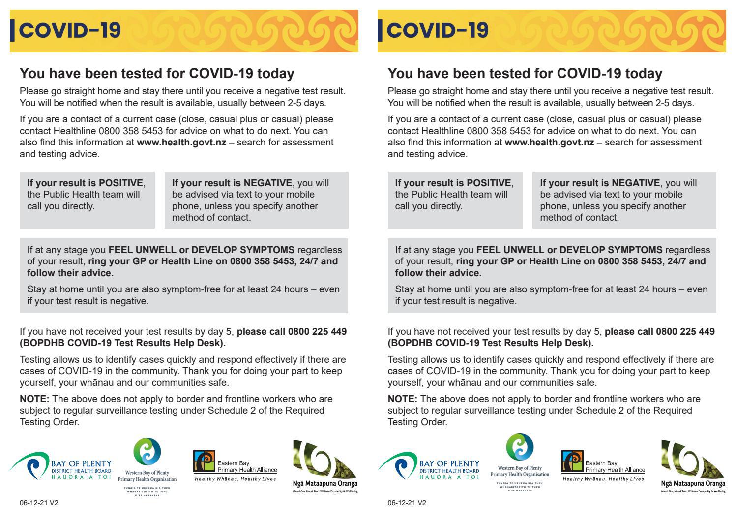 You have been tested for COVID-19 today A5 Flyer by WBOP PHO - Issuu