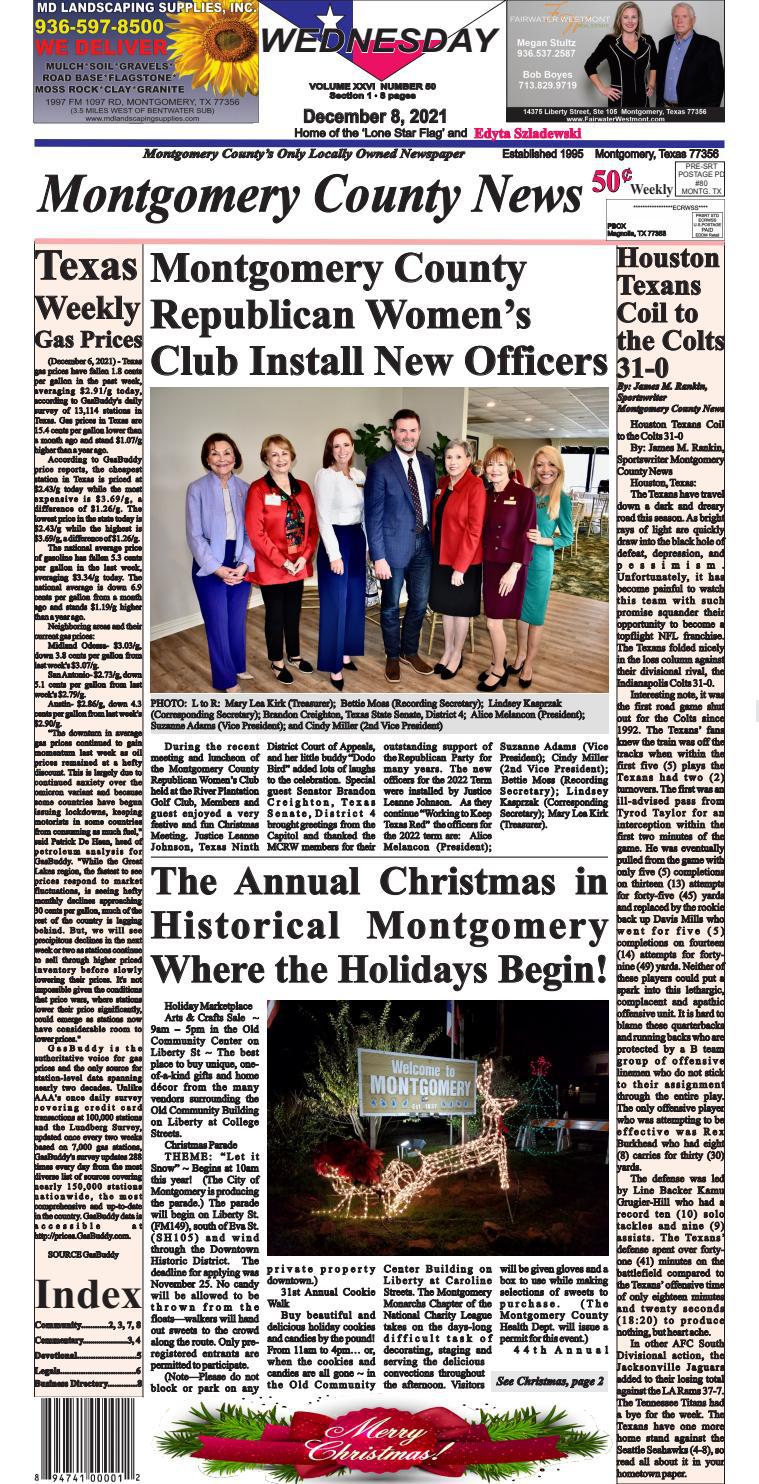 Montgomery County News, December 8, 2021 by Monte West - Issuu
