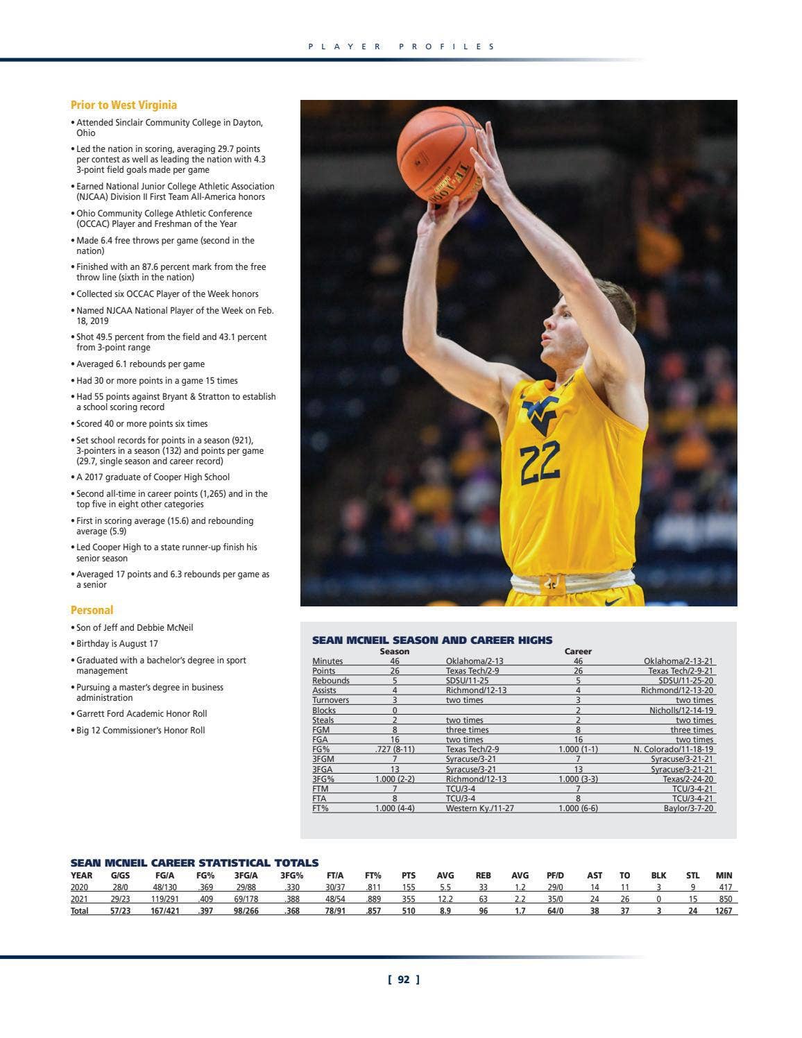 2021-22 WVU Men's Basketball Guide by Joe Swan - Issuu