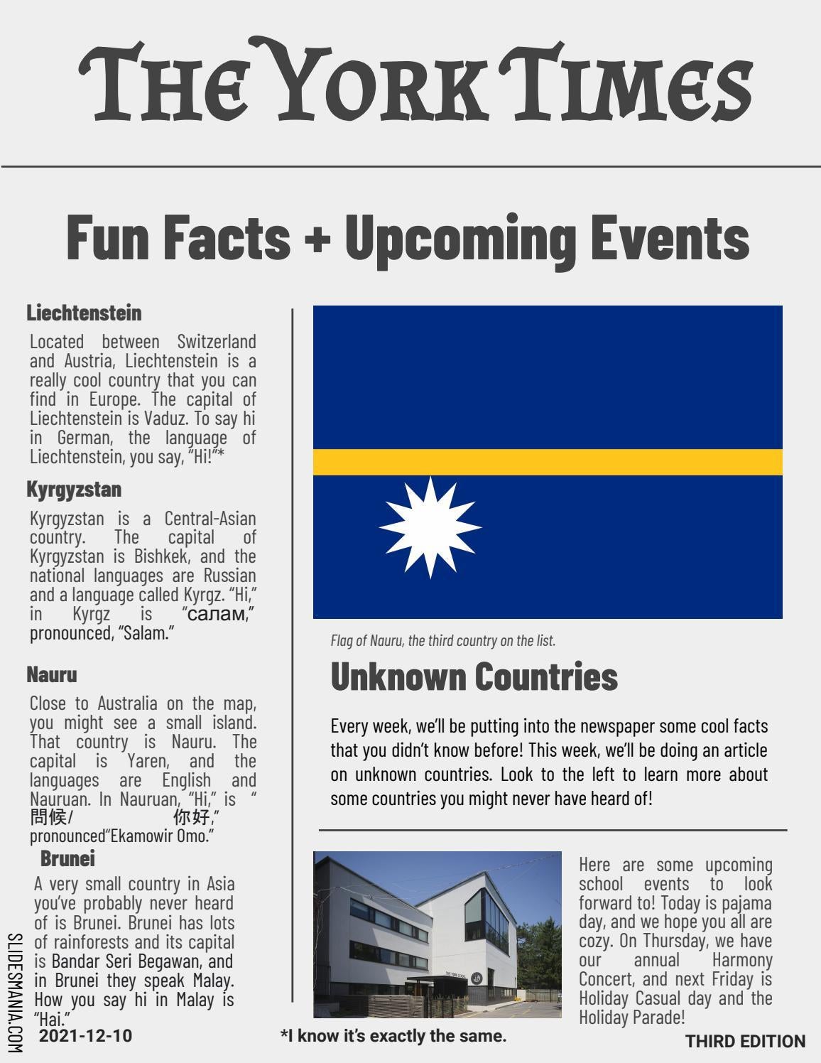 The York school Grade 5 Student Newspaper Issue # 3 by The York School ...