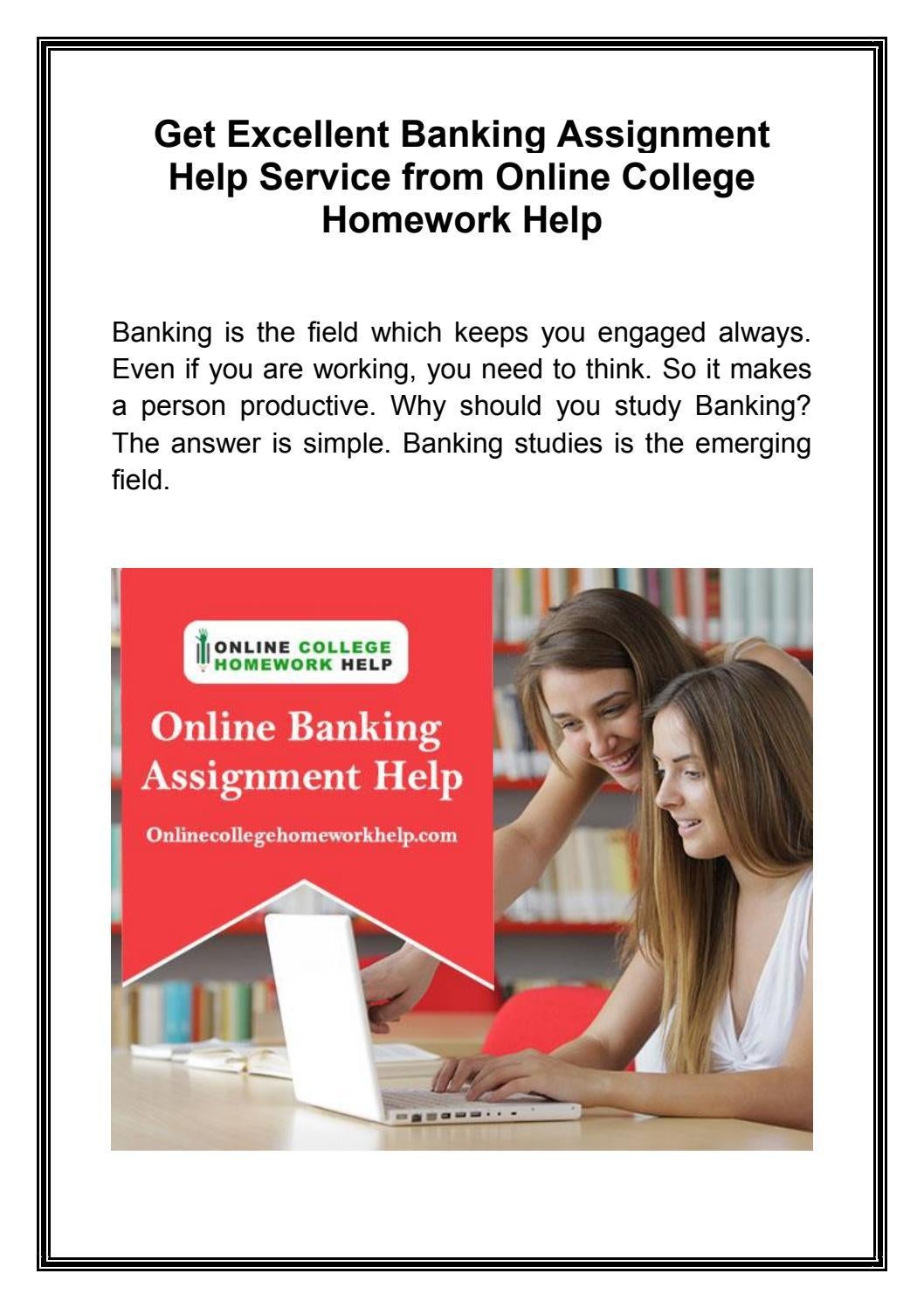 Get Excellent Banking Assignment Help Service from Online College ...