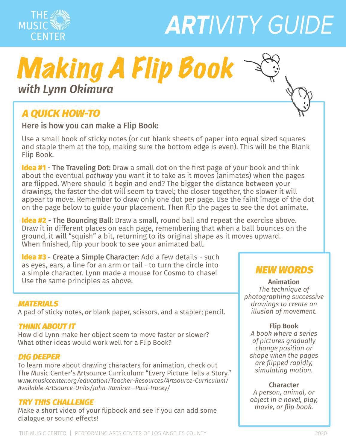 Making A Flip Book - Artivity Guide by The Music Center - Issuu