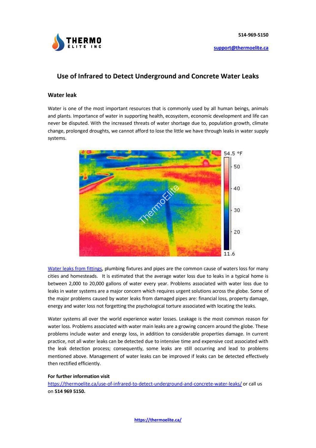 Use of Infrared to Detect Underground and Concrete Water Leaks by ...